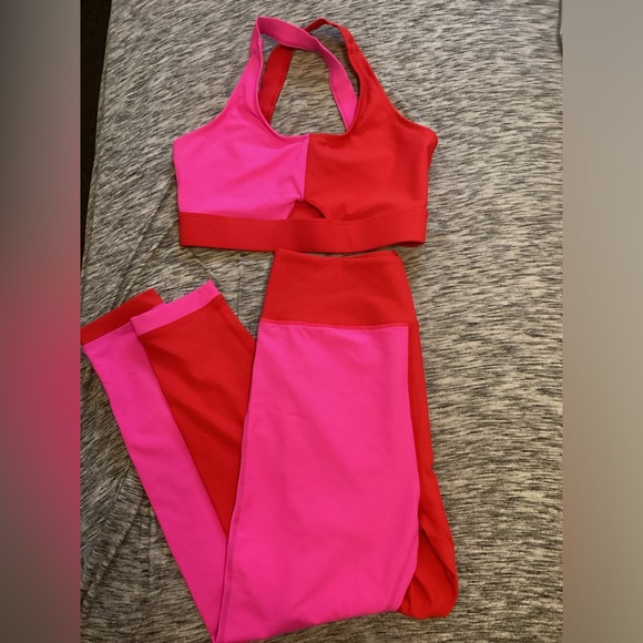 Pink Lily | Other | Pink Lily Pink And Red Workout Set | Poshmark